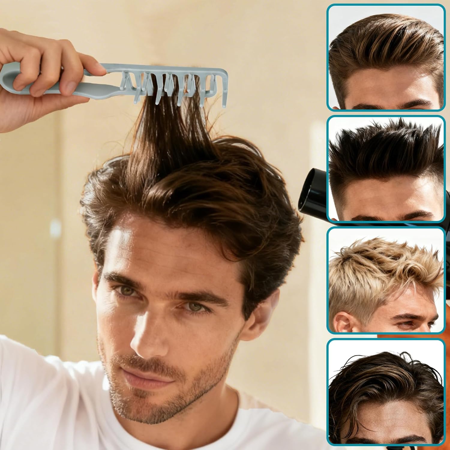 The AuraVolume Comb - Wide-Toothed Fluffy Texture & Volumizing Boot Li ...